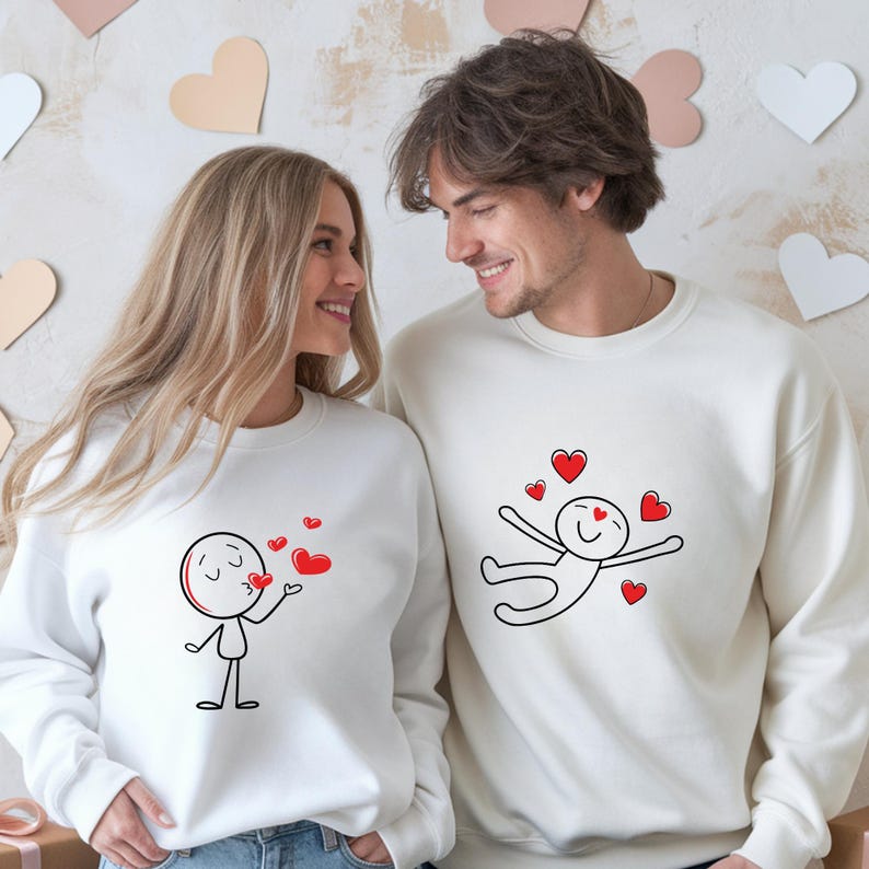 Stick Figure Couple Sweatshirts, Valentine's Day Matching Outfits - Etsy