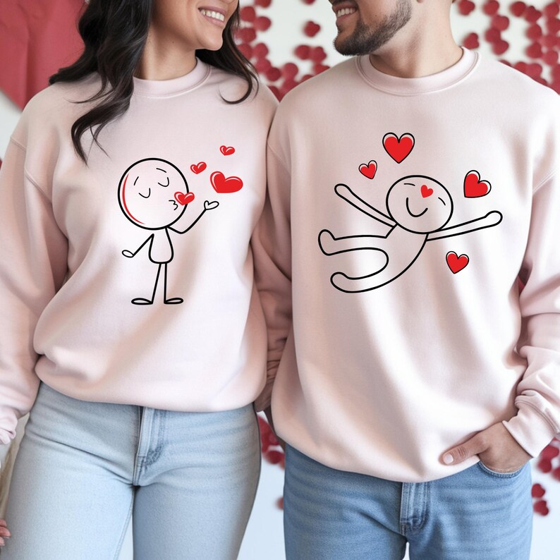 Stick Figure Couple Sweatshirts, Valentine's Day Matching Outfits - Etsy