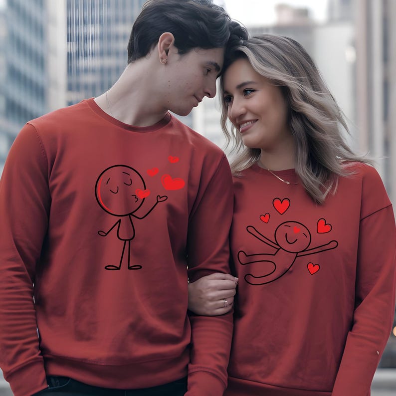 Stick Figure Couple Sweatshirts, Valentine's Day Matching Outfits - Etsy