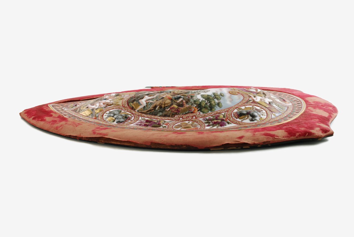Large Antique Capodimonte Hand Painted Porcelain Shield With - Etsy