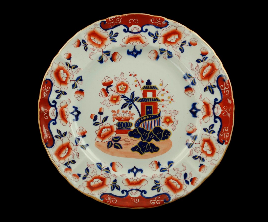 Antique 1830 Hicks, Meigh and Johnson helter Skelter Imari Style Dinner ...