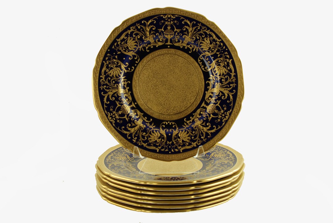 Antique Crown Chelsea Morris China Heavy Gilt Encrusted Cobalt - Etsy