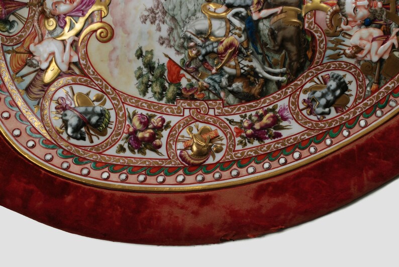 Large Antique Capodimonte Hand Painted Porcelain Shield With - Etsy