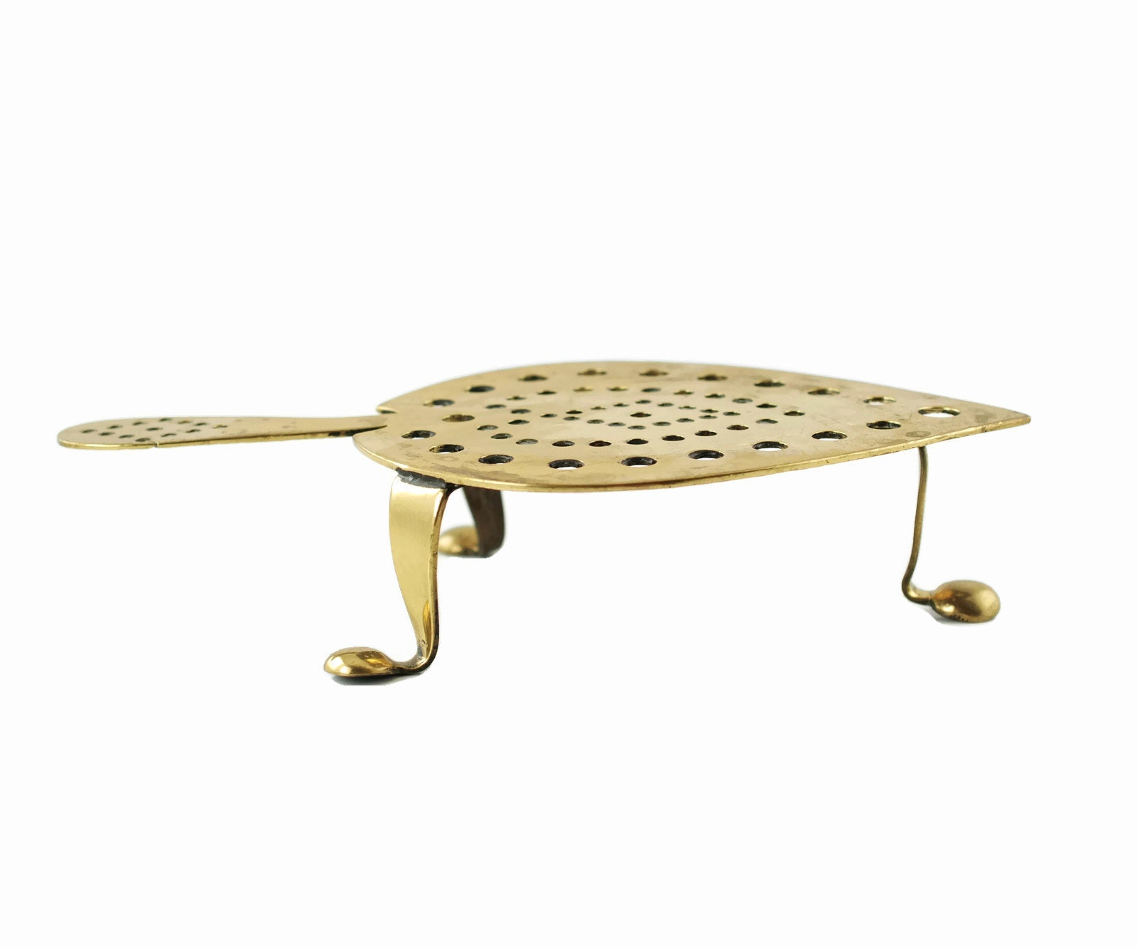 Vintage Brass Trivet Stand with Cabriole Legs and Rounded Feet | Etsy