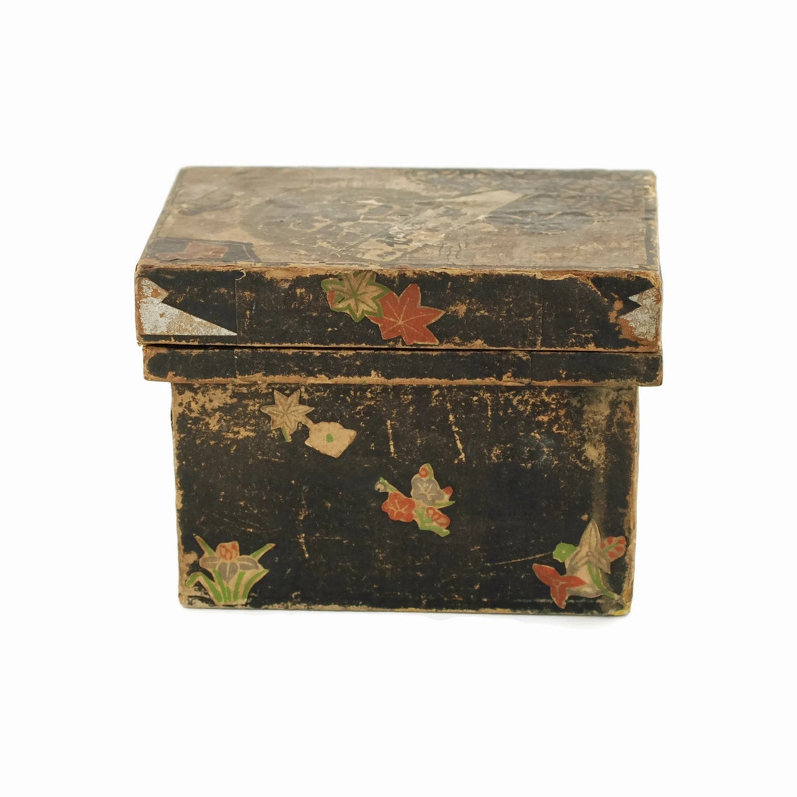 Antique Japanese Taisho Period Papered Wood Foil Lined Tea Box - Etsy