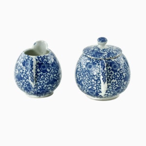 Antique Blue Phoenix Ware Cream and Sugar Set With Notched Handles - Etsy