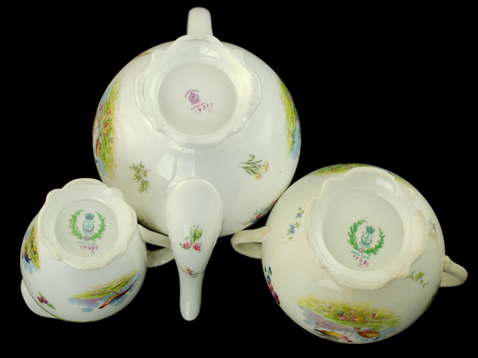 Antique George Jones & Sons Crescent China Three Piece Tea Set - Etsy