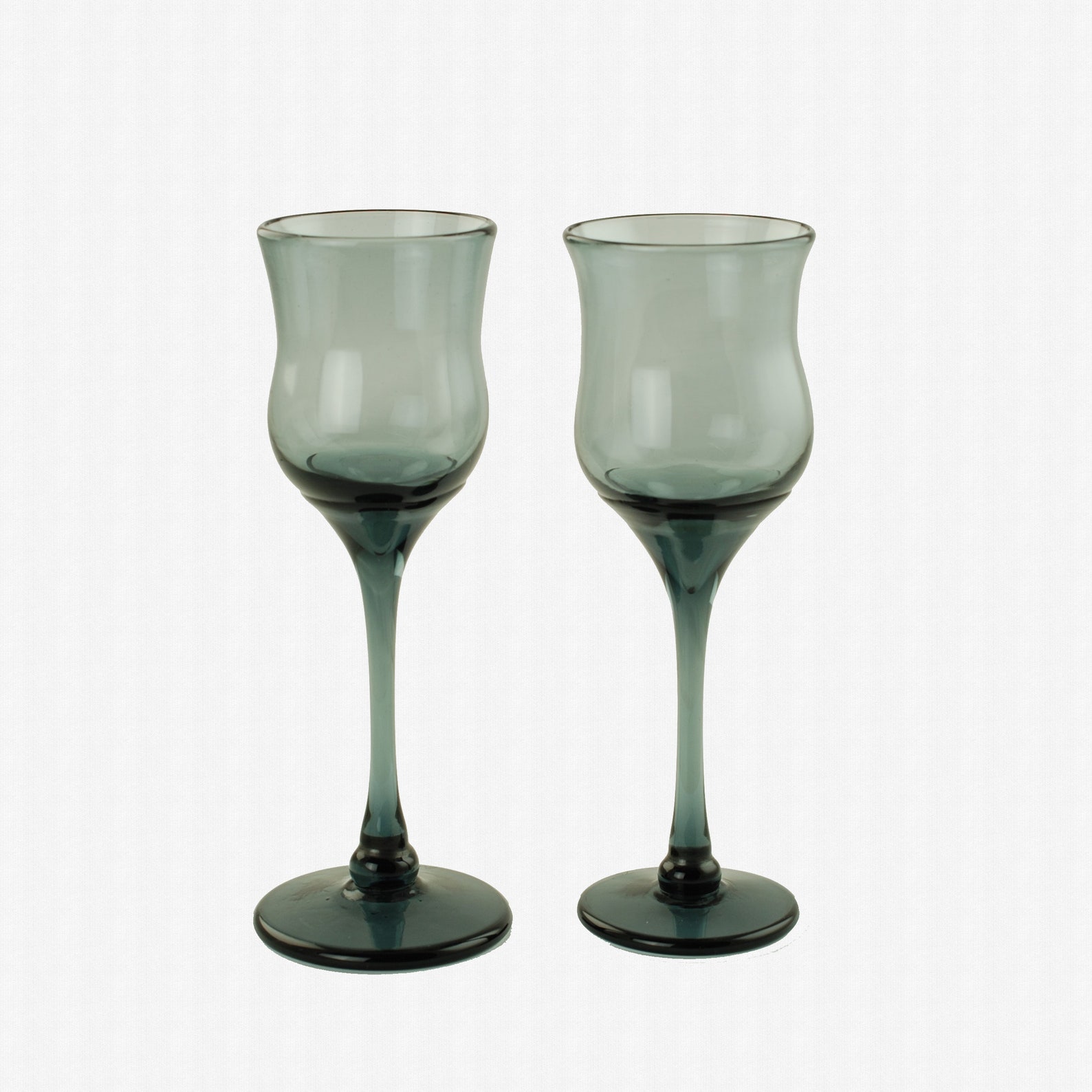 Vintage Craig Zweifel Signed Art Glass Smoke Blue Gray Goblets - Etsy