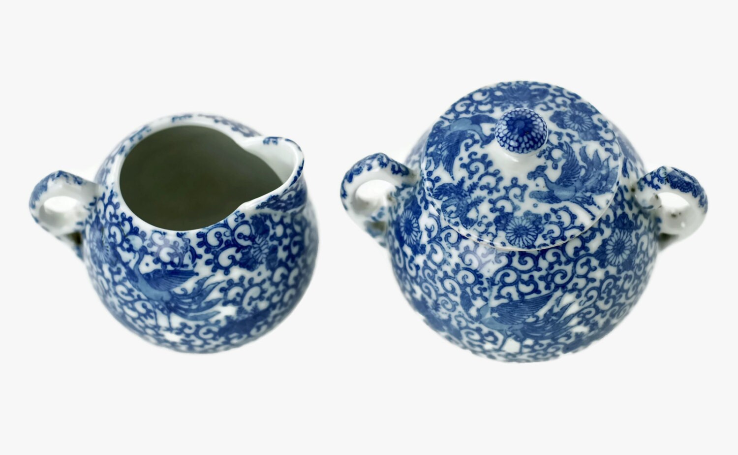 Antique Blue Phoenix Ware Cream and Sugar Set with Notched | Etsy