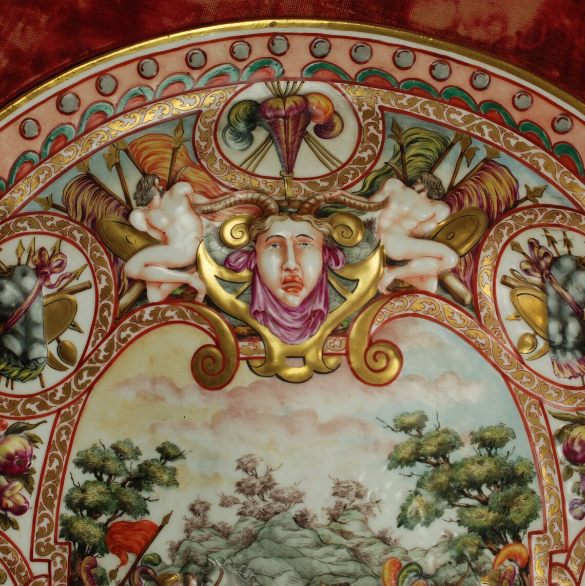 Large Antique Capodimonte Hand Painted Porcelain Shield With - Etsy