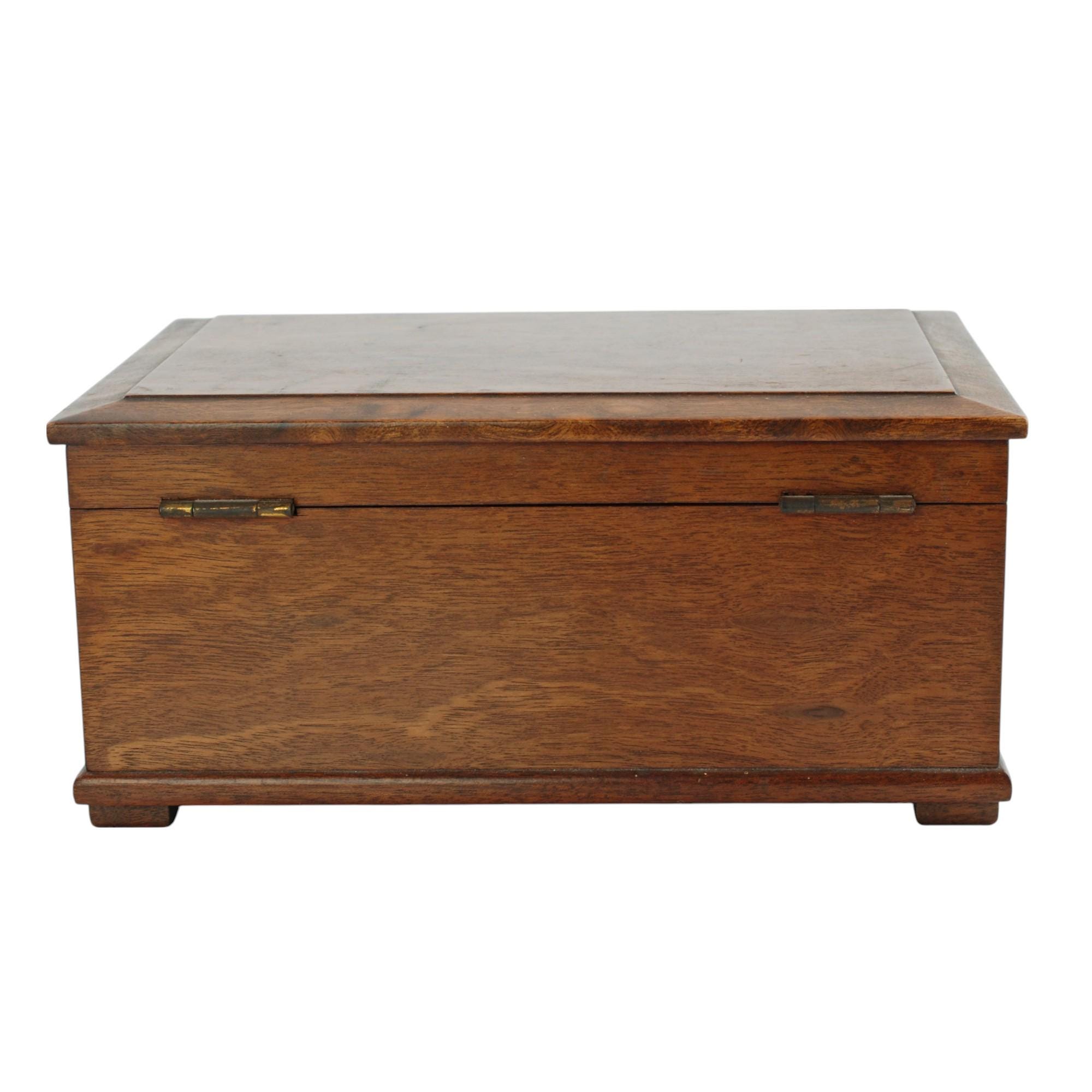Vintage Handmade Lockable Wooden Box With Brass Hinges and Original Key ...