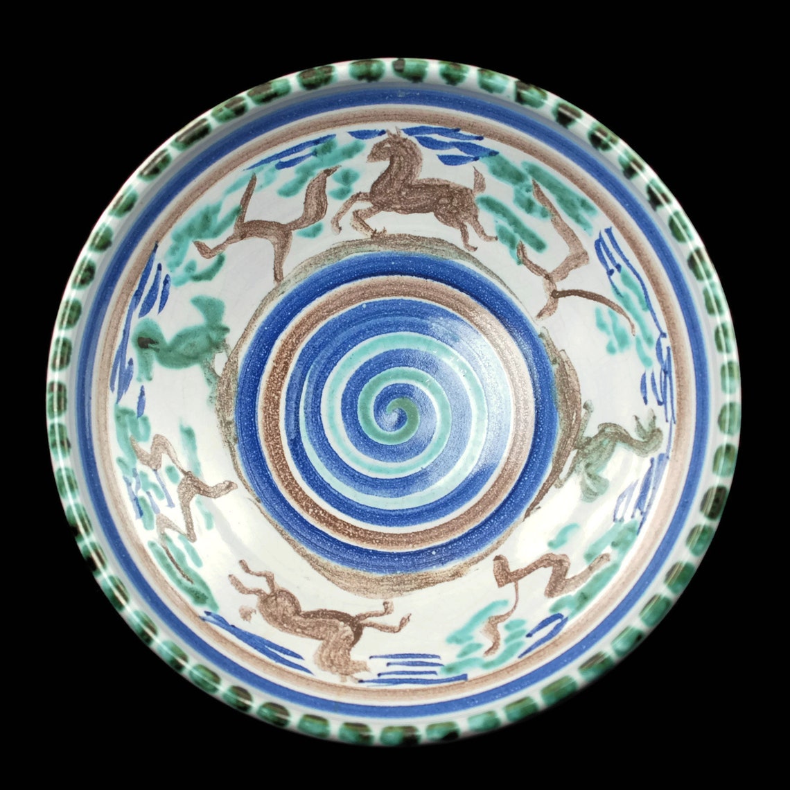 Vintage Edgar Littlefield Glazed Earthenware Bowl Horse and - Etsy