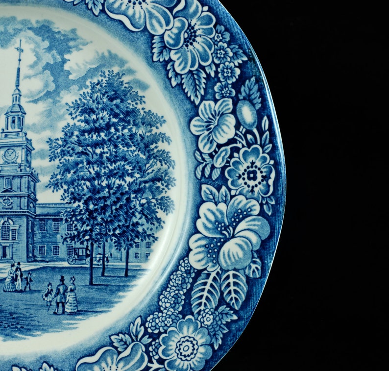 Vintage Liberty Blue 'independence Hall' English - Etsy Vintage Liberty Blue 'independence Hall' English - Etsy