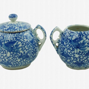 Antique Blue Phoenix Ware Cream and Sugar Set With Notched Handles - Etsy