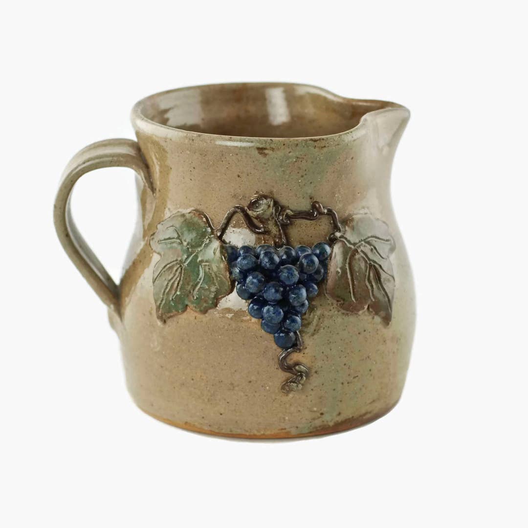 Vintage Wilford Dean Ceramic Pitcher With Dimensional Grape Cluster ...