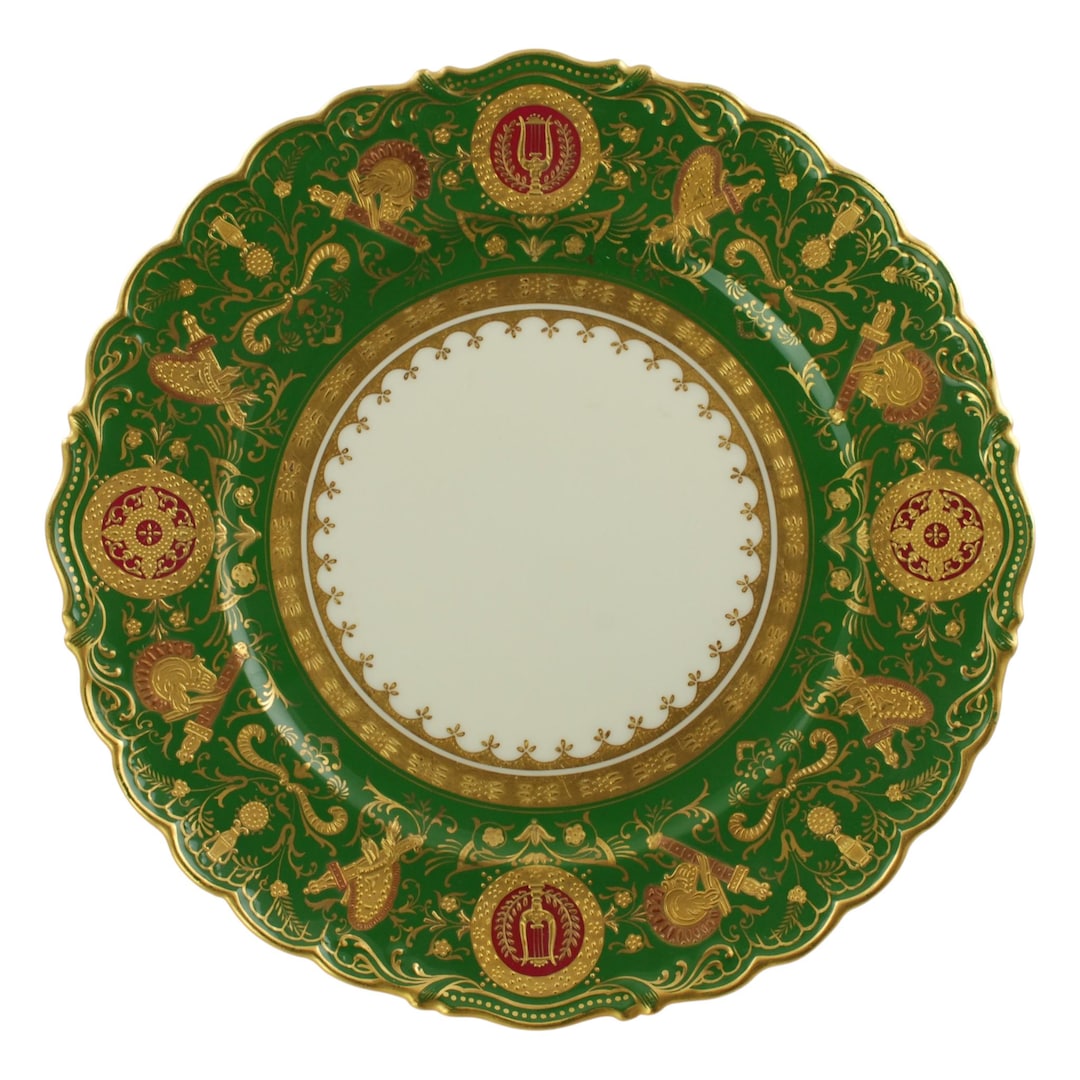 Rare Coalport England Green, Red and Gold Neoclassical Motif Porcelain ...