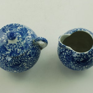 Antique Blue Phoenix Ware Cream and Sugar Set With Notched Handles - Etsy