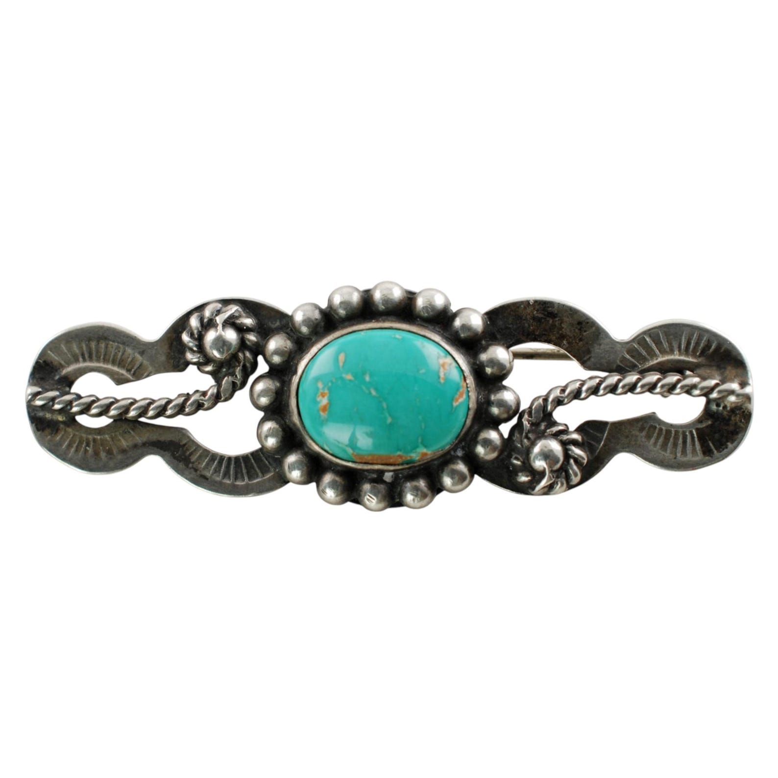 Vintage Native American Natural Turquoise Sterling Silver Brooch Pin ...