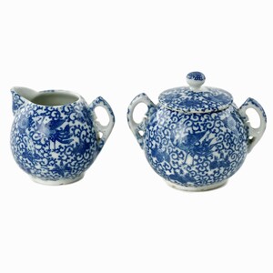 Antique Blue Phoenix Ware Cream and Sugar Set With Notched Handles - Etsy