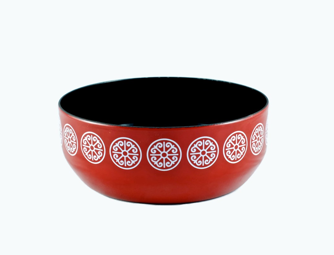 Vintage Asta Red and White Enamelware Open 8" Cookware Bowl, White ...