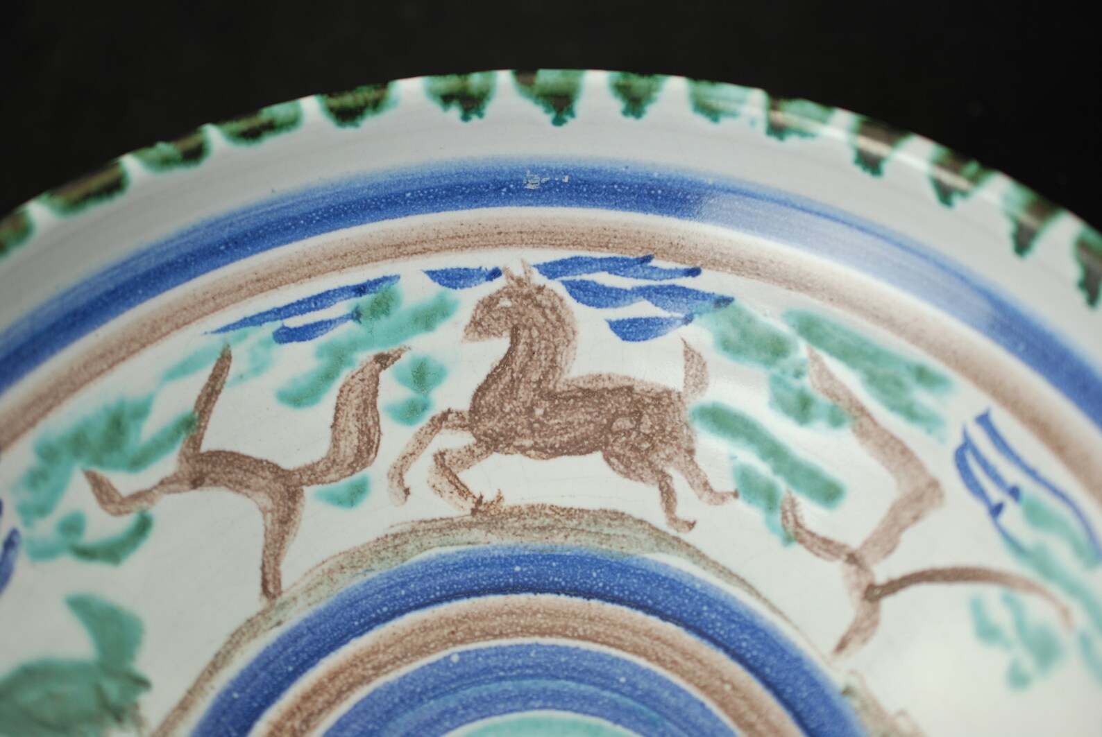 Vintage Edgar Littlefield Glazed Earthenware Bowl Horse and - Etsy