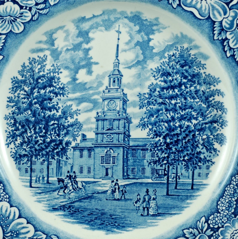 Vintage Liberty Blue 'independence Hall' English - Etsy Vintage Liberty Blue 'independence Hall' English - Etsy
