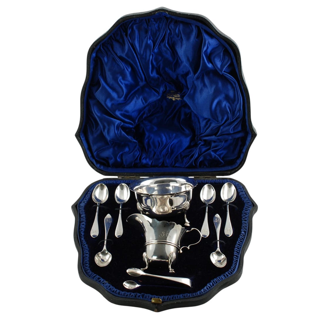 Antique Wakely & Wheeler Cased Sterling Silver Footed Sugar Bowl and ...