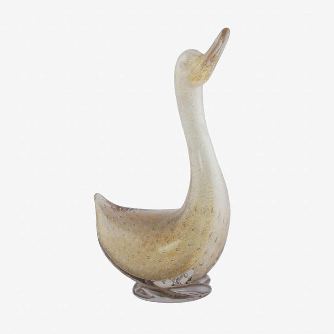 Vintage MCM Alfredo Barbini Murano Duck White With Gold Fleck ...