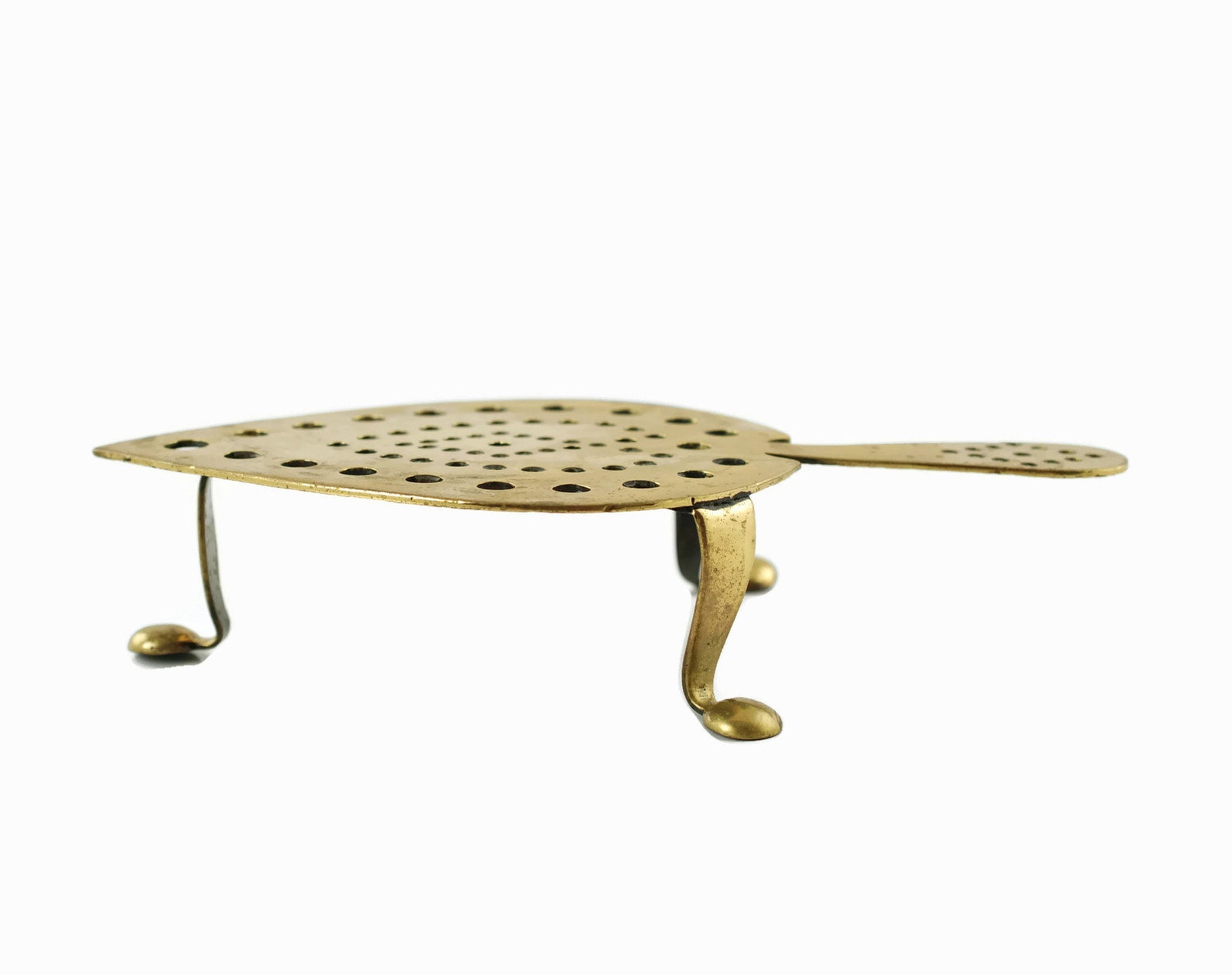 Vintage Brass Trivet Stand with Cabriole Legs and Rounded Feet | Etsy