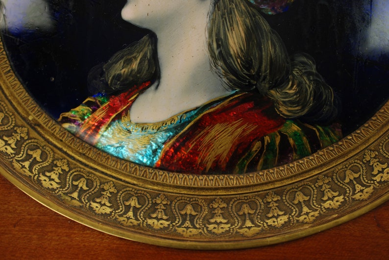 Antique French Limoges Hand Painted Enamel on Copper Convex - Etsy