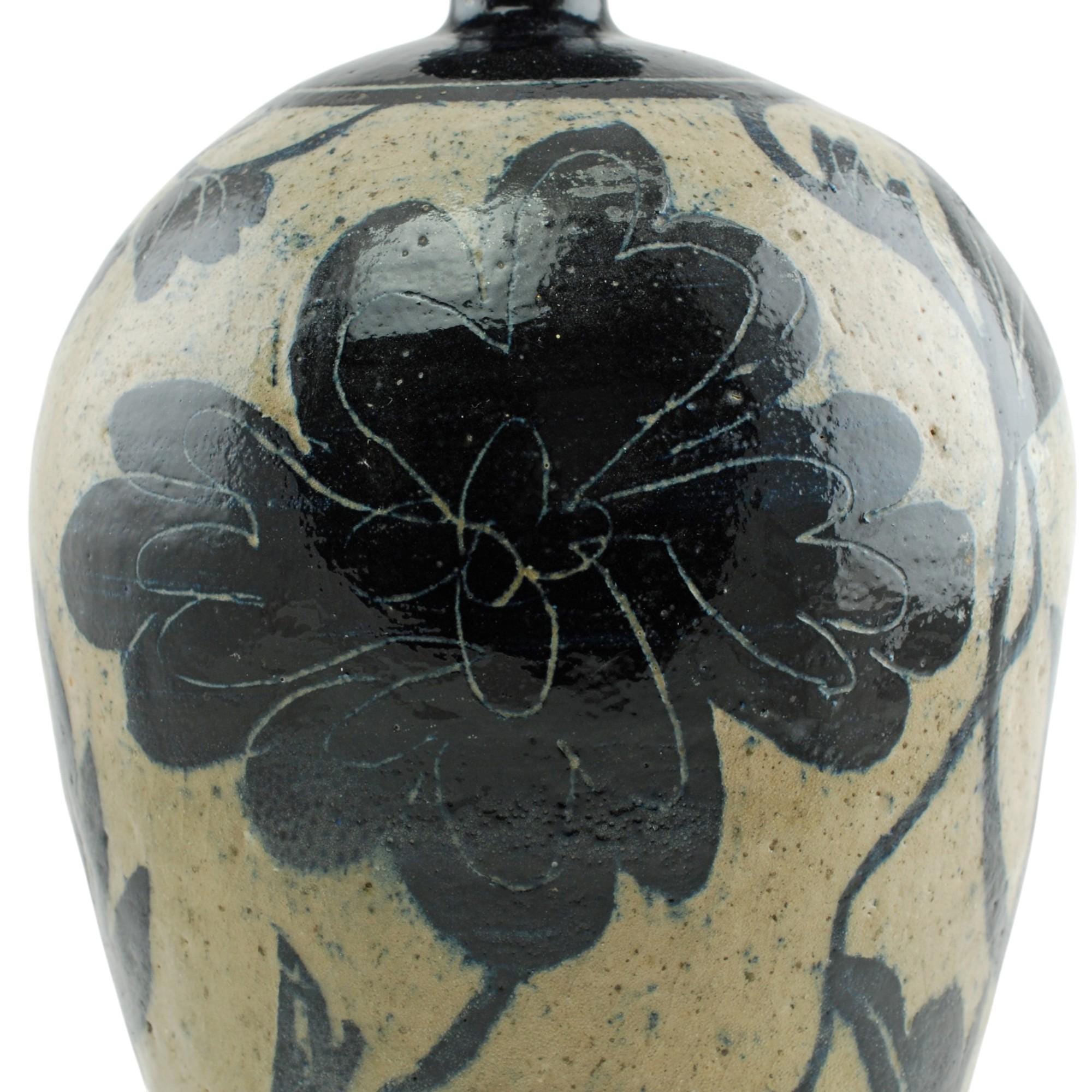 Vintage Marc Ward Sgraffito Salt Glaze Stoneware Bottle Form Vase With ...