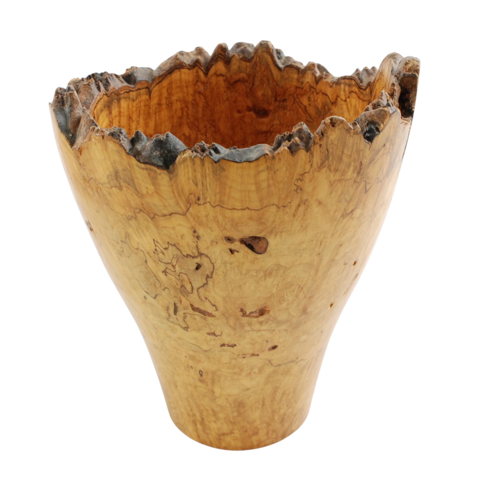 Artisan Maple Burl Wood Vase by Jerry Mckay, Hand Turned Live Edge Burl ...
