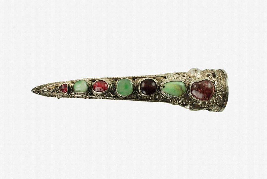 Large Antique Chinese 7 Stone Jeweled Silver Fingernail Guard Brooch - Etsy
