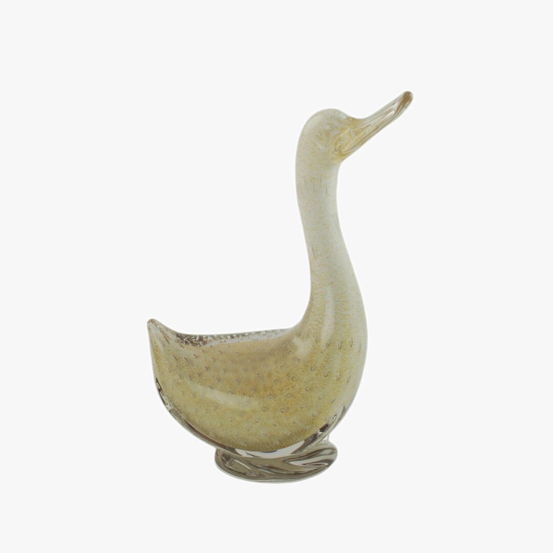 Vintage MCM Alfredo Barbini Murano Duck White With Gold Fleck ...