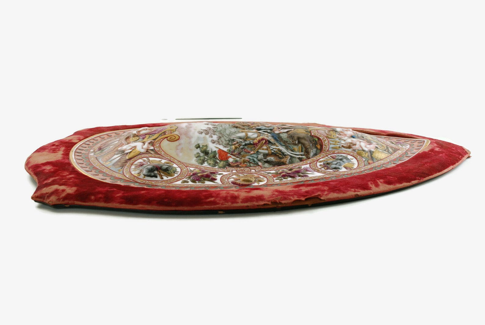 Large Antique Capodimonte Hand Painted Porcelain Shield With - Etsy