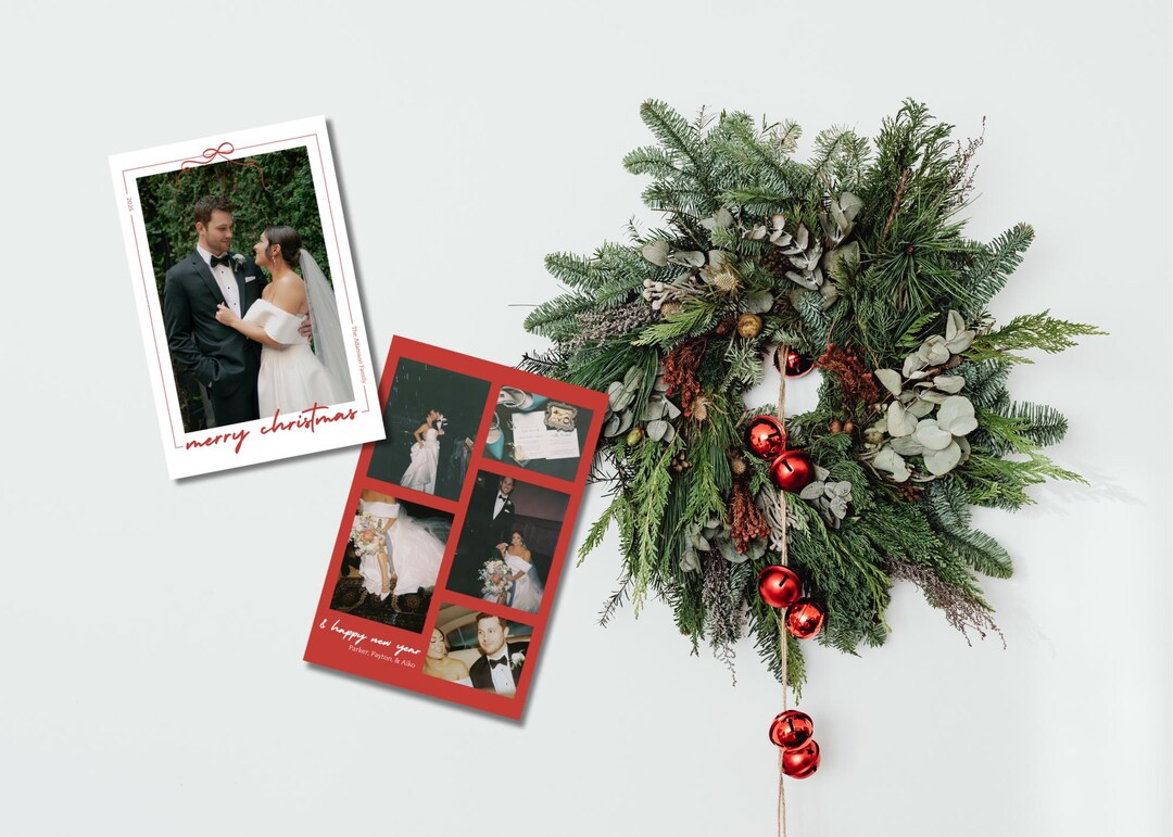 Red and White Simple Vertical Christmas Card | Digital Customizable ...