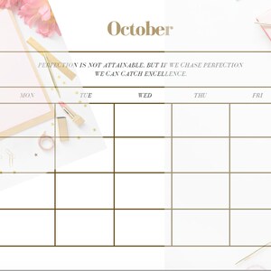 Pink Minimalist Undated Monthly Calendar Downloadable | Etsy