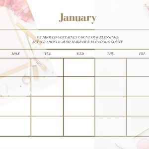 Pink Minimalist Undated Monthly Calendar Downloadable | Etsy
