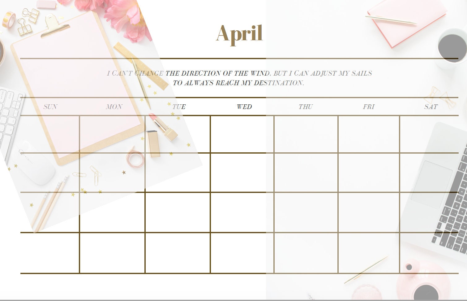 Pink Minimalist Undated Monthly Calendar Downloadable | Etsy