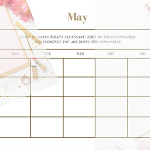 Pink Minimalist Undated Monthly Calendar Downloadable | Etsy