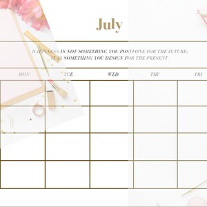 Pink Minimalist Undated Monthly Calendar Downloadable - Etsy