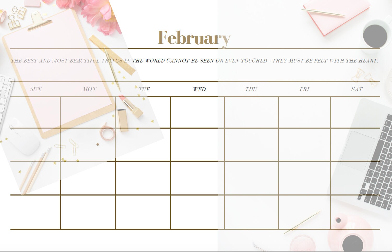 Pink Minimalist Undated Monthly Calendar Downloadable | Etsy
