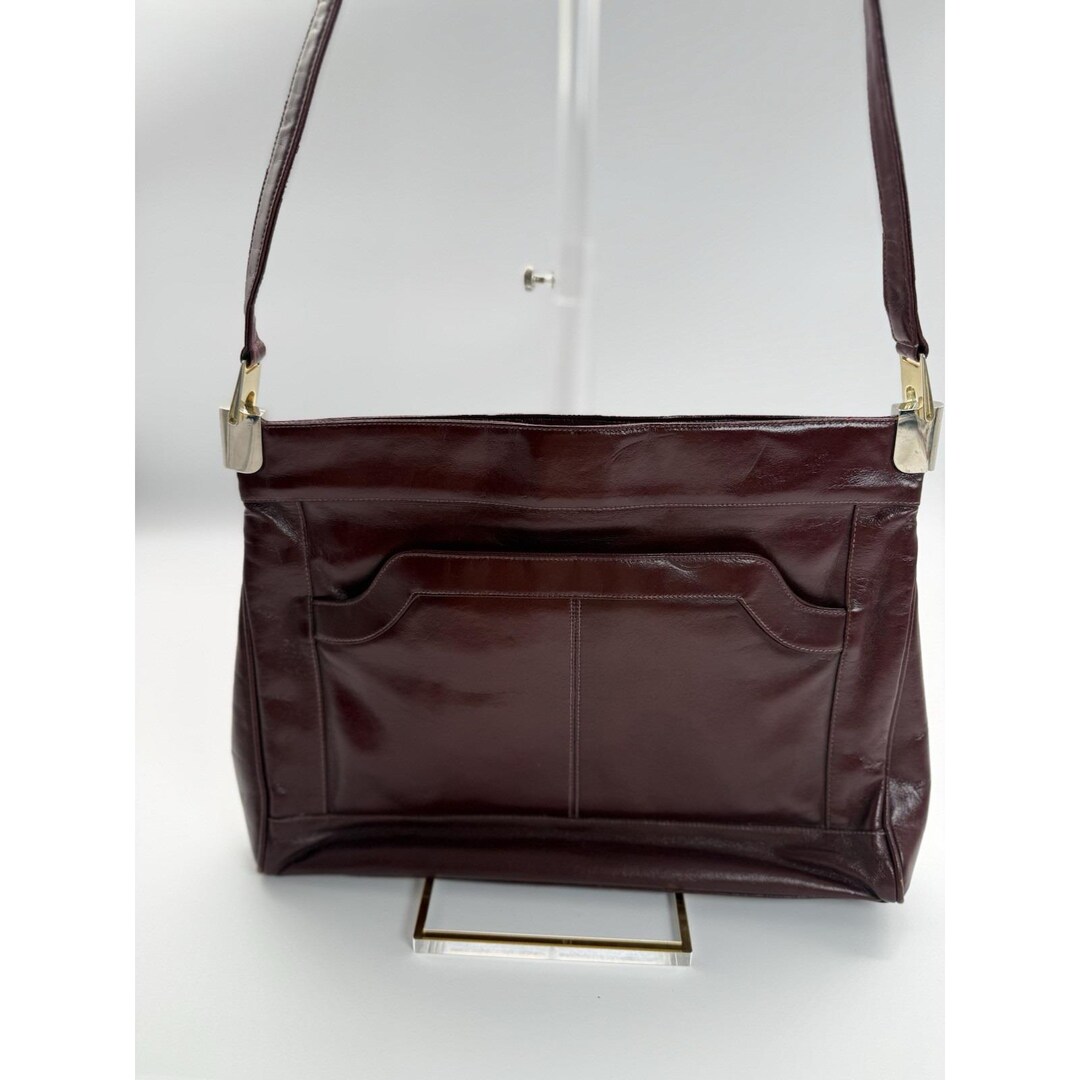 Vintage Lou Taylor Burgundy Leather Purse With Built in Swivel Mirror ...