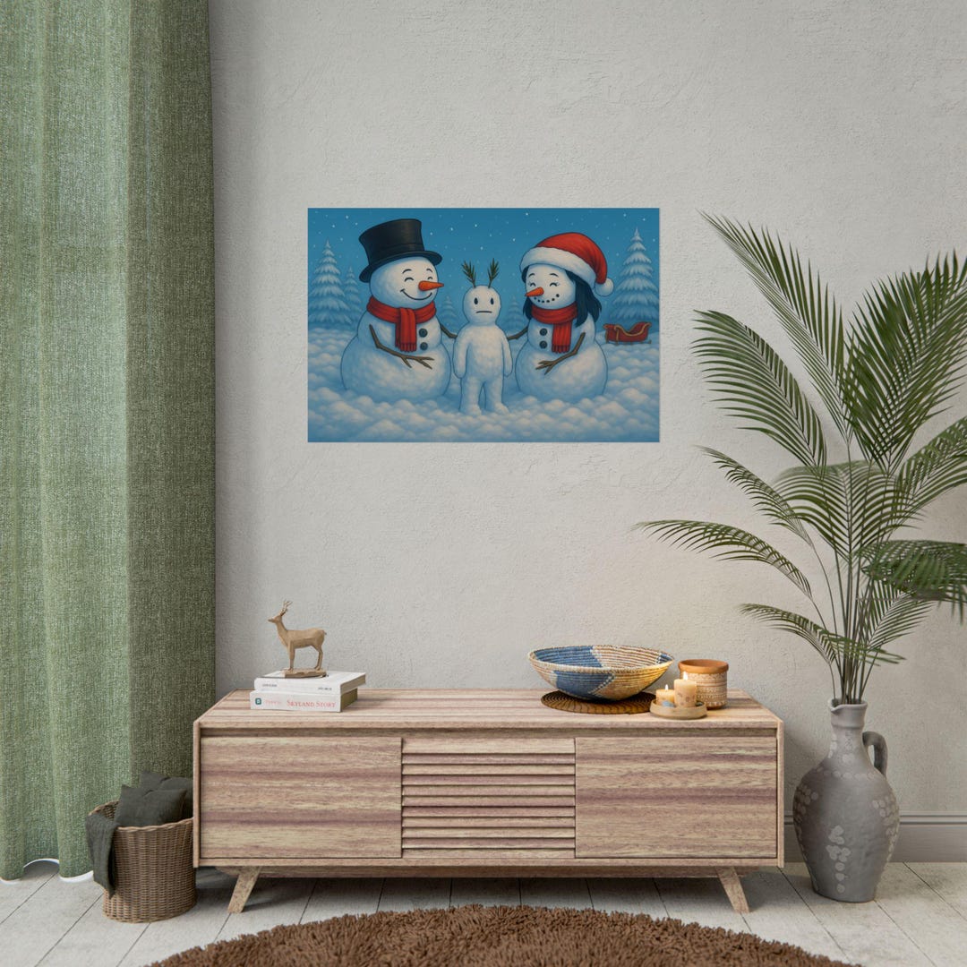 Snowman Power-up Poster | Funny Anime Christmas Wall Art | Cool Snowman ...