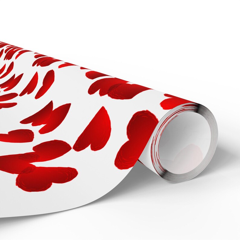 Red Heart Wrapping Paper Roll, Valentine's Day Gift Wrap, Cute Heart ...