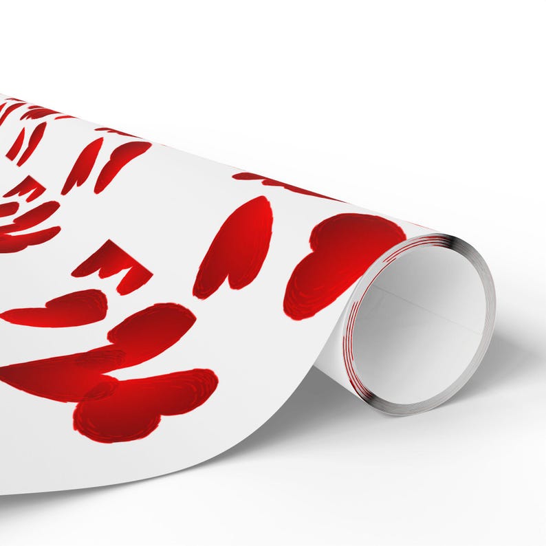 Red Heart Wrapping Paper Roll, Valentine's Day Gift Wrap, Cute Heart ...