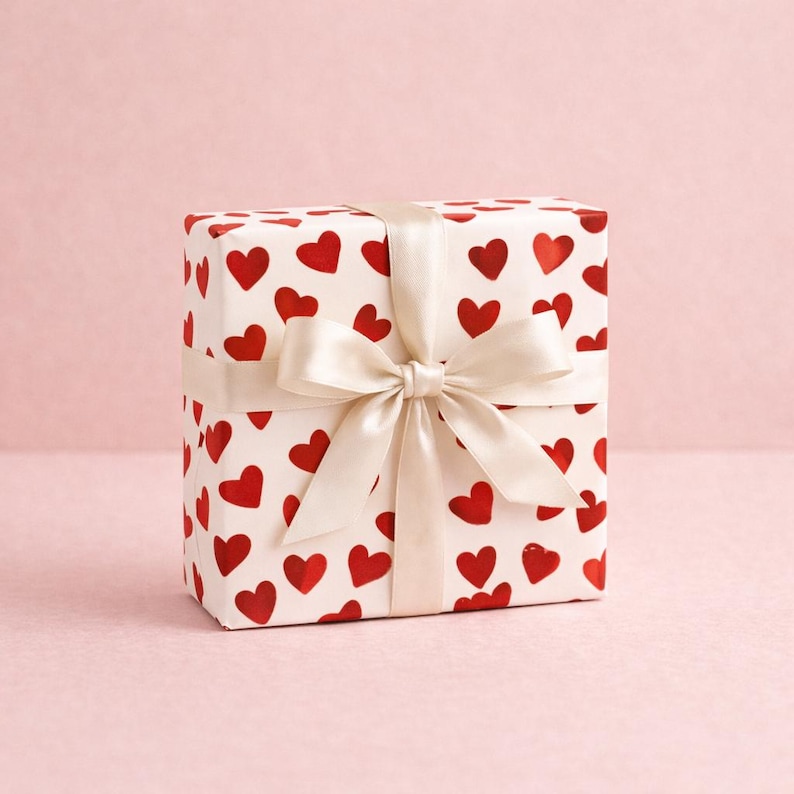 Red Heart Wrapping Paper Roll, Valentine's Day Gift Wrap, Cute Heart ...
