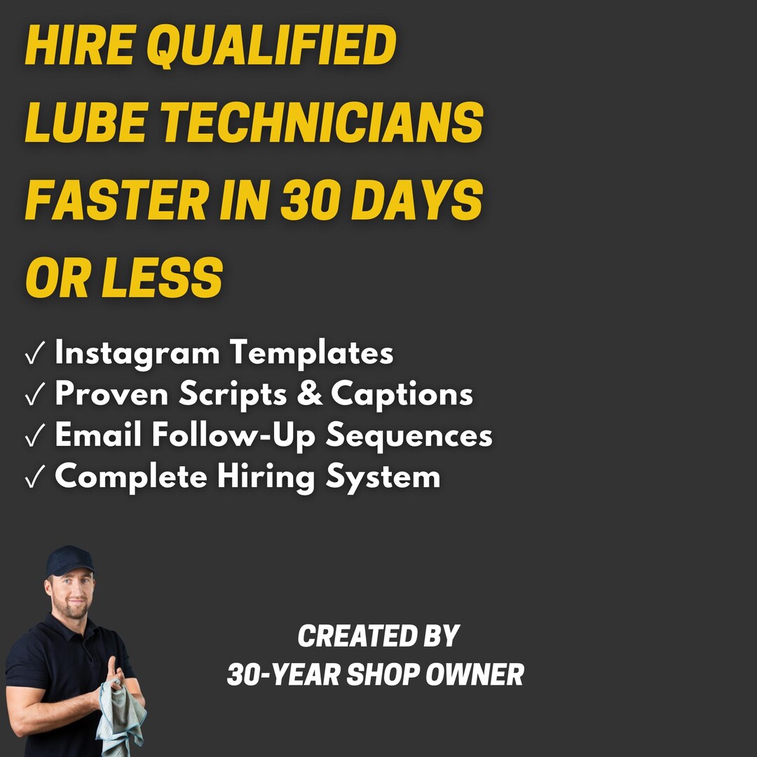 Lube Technician Hiring Kit Instagram Templates Scripts - Etsy