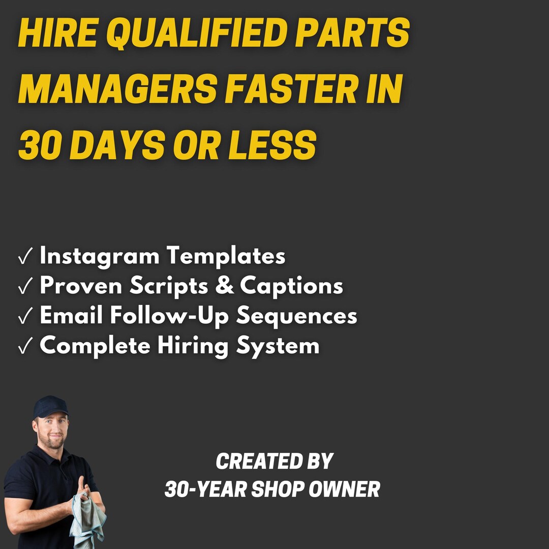 Parts Manager Hiring Kit Instagram Templates Scripts - Etsy