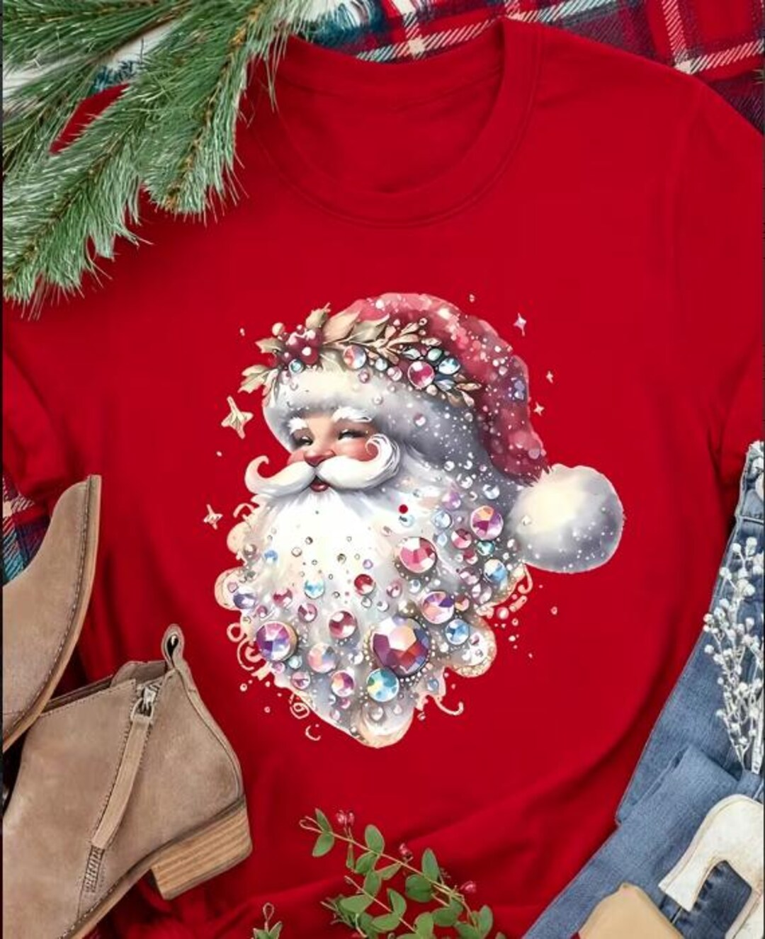 Sparkle Santa PNG, Glam Christmas Santa Face Clipart, Rhinestone Beard ...
